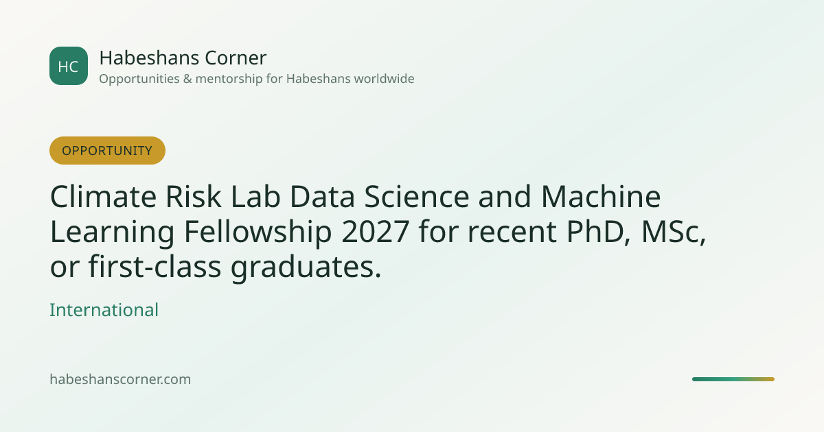 Climate Risk Lab Data Science and Machine Learning Fellowship 2027 for ...